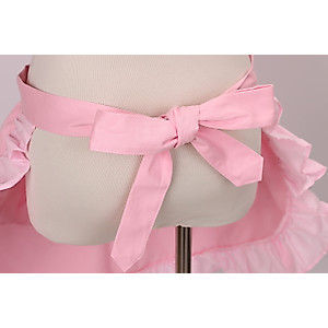 DONGYICS Waist Apron Cute Retro Vintage Half Apron Costumes Cooking Kitchen Ruffle Maid Apron with Pockets for Women (Pink)