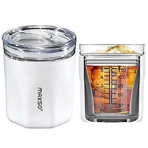 Insulated Wine Tumbler with Lid Stainless outside - Hybrid Cocktail Whisky Removable Glass Inside, Bourbon Gift for Man,Double Walled Stainless Steel Vacuum Insulated 8.8oz Wine Glass Keeping Cold