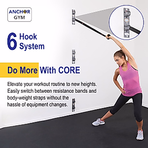 Anchor Gym CORE Station Three Workout Wall Mount Anchors, Ceiling Mounted Hook Exercise Station for Body Weight Straps, Resistance Bands, Strength Training, Yoga, Home Gym (Wood Screws Included)