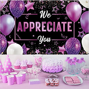 We Appreciate You Banner Thank You Banner Pastor Appreciation Decorations Banner Thank You For All You Do Backdrop Employee Appreciation Gifts Staff Retirement Appreciation Party Decor (Purple Black)
