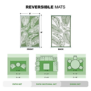 wikiwiki Outdoor Rugs 9x18 for Patios Clearance, Waterproof & Portable Camping Rugs for Outside Your RV, Large Indoor/Outdoor Plastic Straw Mats, Perfect for Deck,Balcony,Pool,Green, Rugscape Series