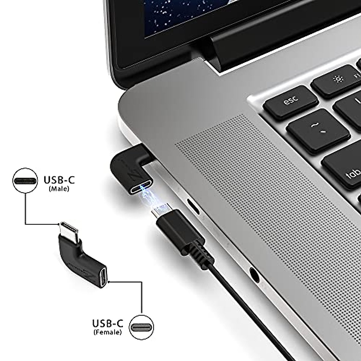 Cellularize Right Angle USB C Adapter USB C 90 Degree Adapter 40Gbps Low Profile Male to Female Extender 240W Thunderbolt 4/3 Data for Steam Deck Notebook Tablet Mobile Phone (3 Pack)