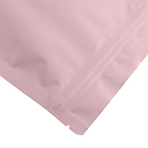 QQ Studio 100 Matte/Glossy Flat/Stand-Up Pouch w/Hang-Hole Aluminum Mylar Foil Heat/ReSealable Food Pouch (6.25" x 9", Matte Pink Standup Bag)
