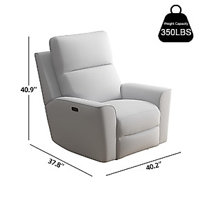 EBELLO Power Recliner Chair for Adult, Single Electric Recliner with Double Layer Backrest Cushion and USB Port, Breathable Fabric Reclining Chair for Living Room, Office, Bedroom, Light Gray