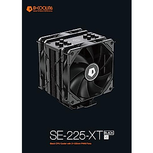 ID-COOLING SE-225-XT Black CPU Cooler 5 Heatpipes CPU Air Cooler 2x120mm Push-Pull PWM Fans CPU Fan for Intel/AMD, LGA 1700 Compatible