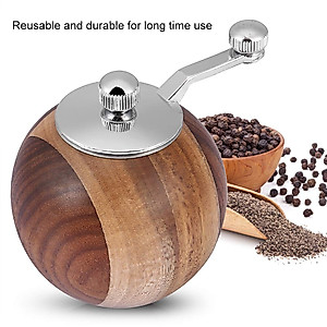 Pepper Mill, Wood Pepper Mill Grinder Spherical Muscat Mill Manual Pepper Mill Bottle Nut and Hard Spice Grinder for Kitchen