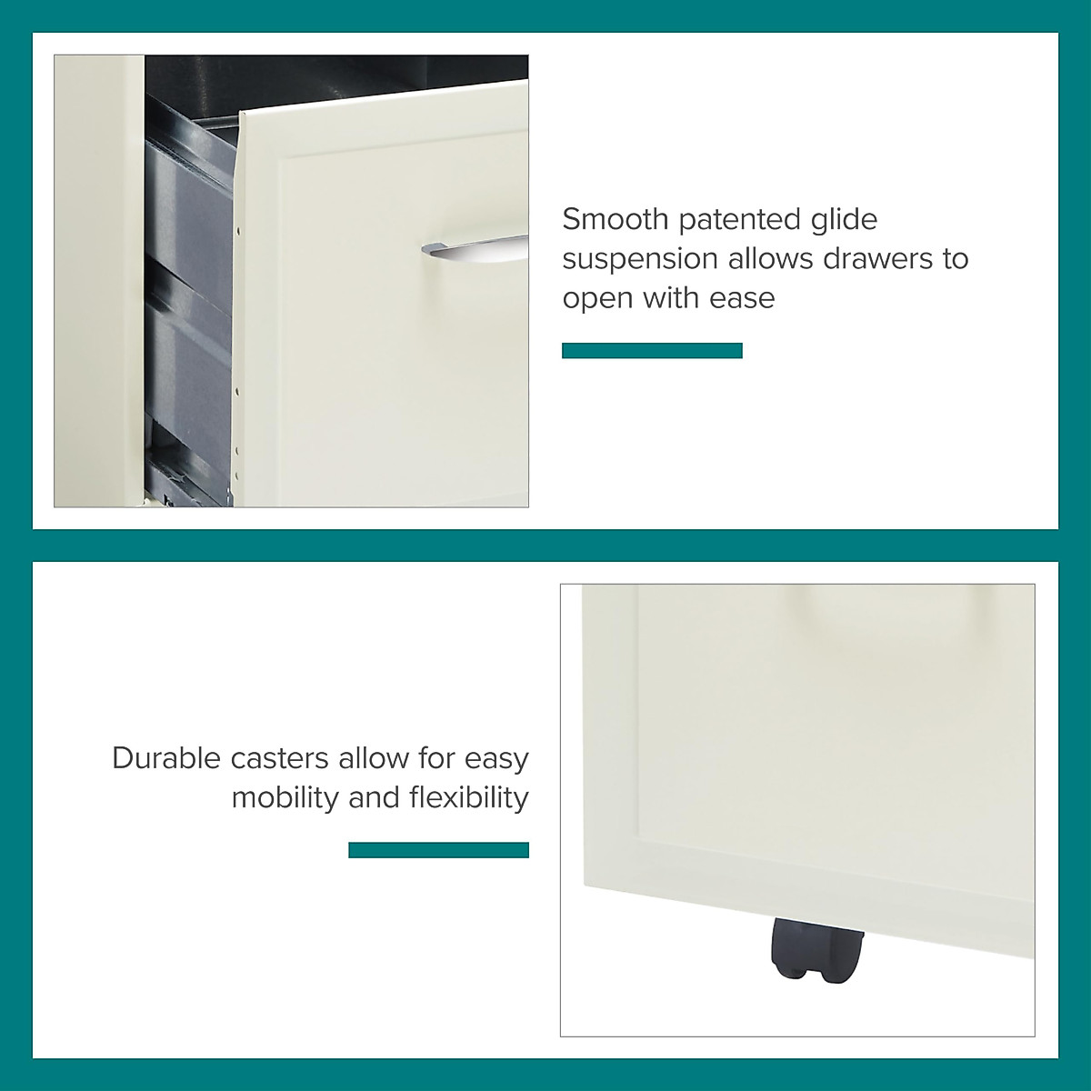 Space Solutions 18" 2 Drawer Mobile Smart Vertical File Cabinet Pearl White