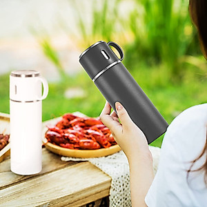 Thermoses Mug with Coffee Mug Vacuum Insulated Stainless Steel Thermos Leak Proof Portable Coffee and Beverage Insulation Pot for Travel, Office and Picnic (480ml / 16.3oz, Black)