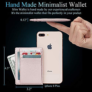 LinsCraft Leather RFID Blocking Minimalist Credit Card Holder Slim Pocket Wallets for Men Women