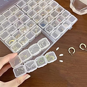 Typutomi 56 Grids Storage Box, Clear Plastic Diamond Painting Embroidery Box Beads Storage Container Jewelry Case for Beads, Jewelry, Tools, Pill and DIY Crafts(8.26x2.91in)