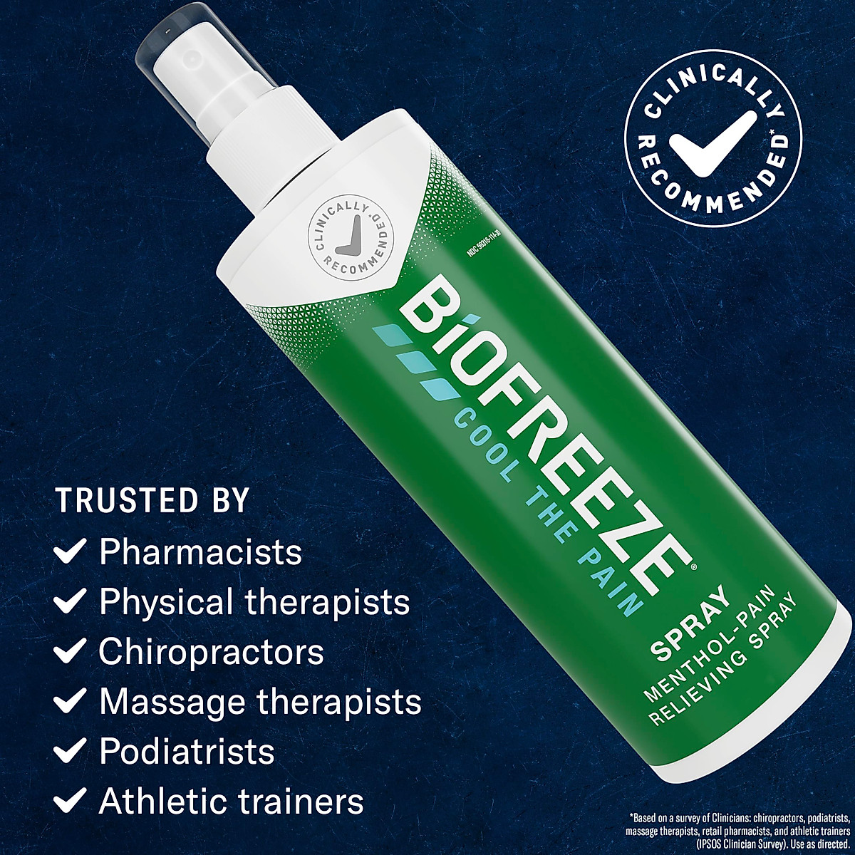 Biofreeze Menthol Pain Relieving Spray 16 FL OZ Colorless Spray For Pain Relief Associated With Sore Muscles, Arthritis, Simple Backaches, And Joint Pain (Packaging May Vary)