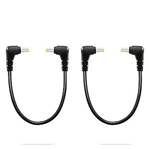 GINTOOYUN 2 PCS DC 5.5MM x 2.5MM 90 Degree Male to Male Plug Cable, 18AWG Right Angle DC5525 Power Cable Extension Cord for Strip Lihgt,CCTV,Monitors,etc(0.3m)