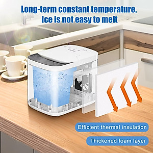 Vtechvat Ice Maker, Countertop Ice Maker with UV Lamp, Portable Ice Machine with Self Cleaning, ABS Material, 33lbs/Day, 6mins/8Pcs Bullet Ice, Counter Ice Maker for Home Kitchen Office Party(White)