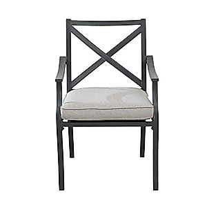 Amazon Brand - Ravenna Home Archer Steel-Framed Outdoor Patio Dining Chairs, Set of 2, 35"H, Gray