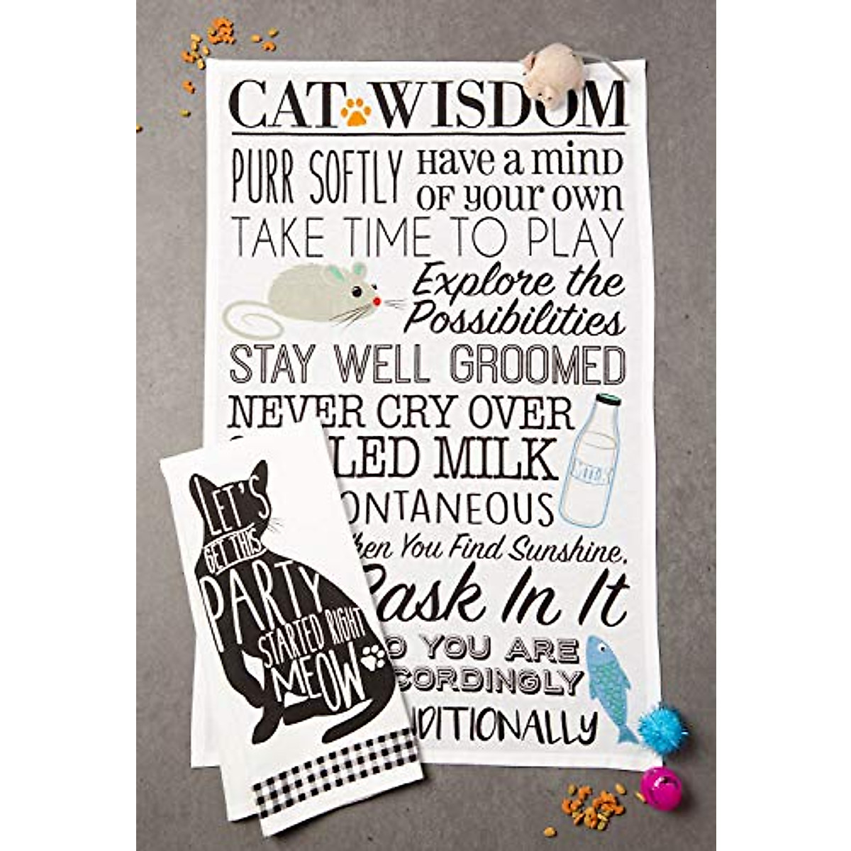 DII Everyday Pets Kitchen Collection Absorbent Dishtowel Set, 18x28, Cat Print, 3 Count