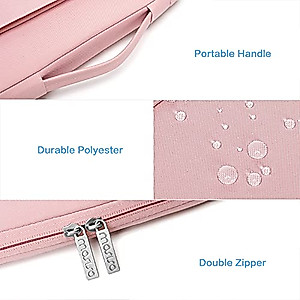 MOSISO 360 Protective Laptop Sleeve Compatible with MacBook Air/Pro, 13-13.3 inch Notebook, Compatible with MacBook Pro 14 2023-2021 A2779 M2 A2442 M1, Horizontal Bag with Belt&Right Pocket, Pink