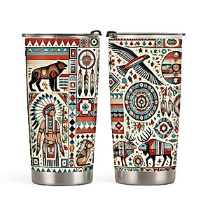 20oz Dreamcatcher Native American Tumbler, Native American Indian Gifts, Coffee Thermos for Women, Men, Stainless Steel Double Wall Vacuum Insulated Coffee Mug, Travel Cup with Lid