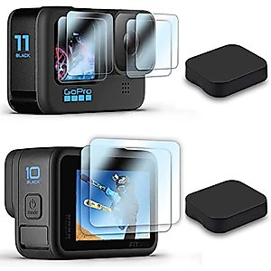 FitStill Screen Protector for GoPro Hero 11/10 / 9 Black, Ultra lear Tempered Glass Back Screen Protector + Tempered Glass Lens Protector+Tempered Glass Front Screen Protector+Lens Cover - 2 Packs