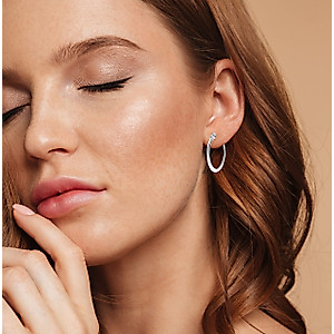 Hoops & Loops Sterling Silver Flat Oval Hoop Earrings for Women