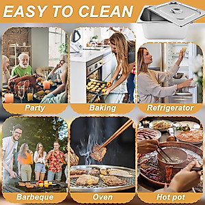 2 Pack 1/2 Size Stainless Steam Hotel Pan with Lid, Anti Clogging Stainless Steel Steam Table Pans, Steam Table Pan Restaurant Supplies Anti Rust Steam Pan Water Pan for Party, Hotel, Buffet