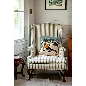 Chandler 4 Corners Artist-Designed Tree Skier Hand-Hooked Wool Decorative Throw Pillow (18” x 18”) Ski Pillow for Couches & Beds - Easy Care & Low Maintenance - Winter Pillow for Cabins & Lodges