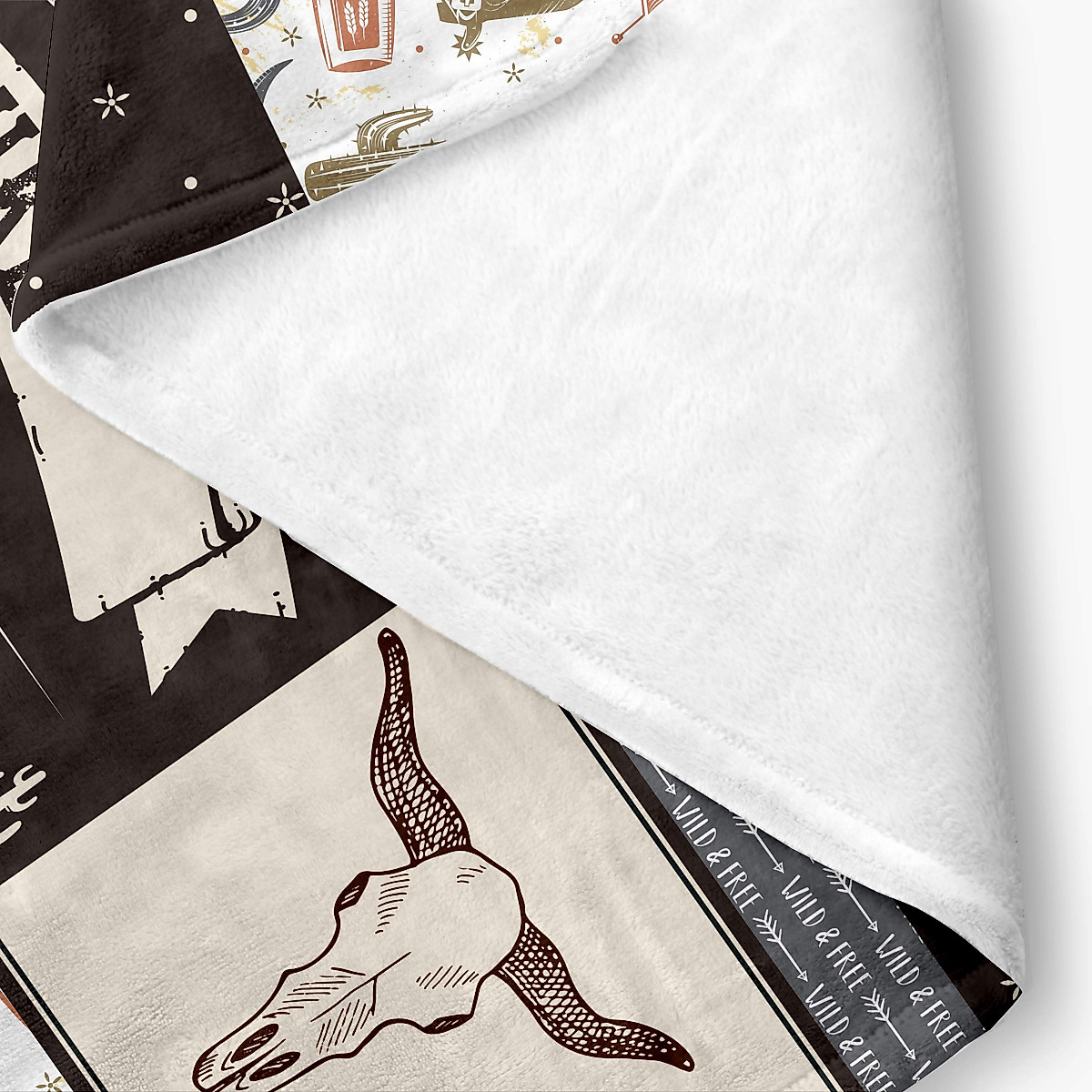 Personalized Western Cowboy Baby Blanket for Boys Lightweight Super Soft Minky Fleece (30" x 40", White on Back)