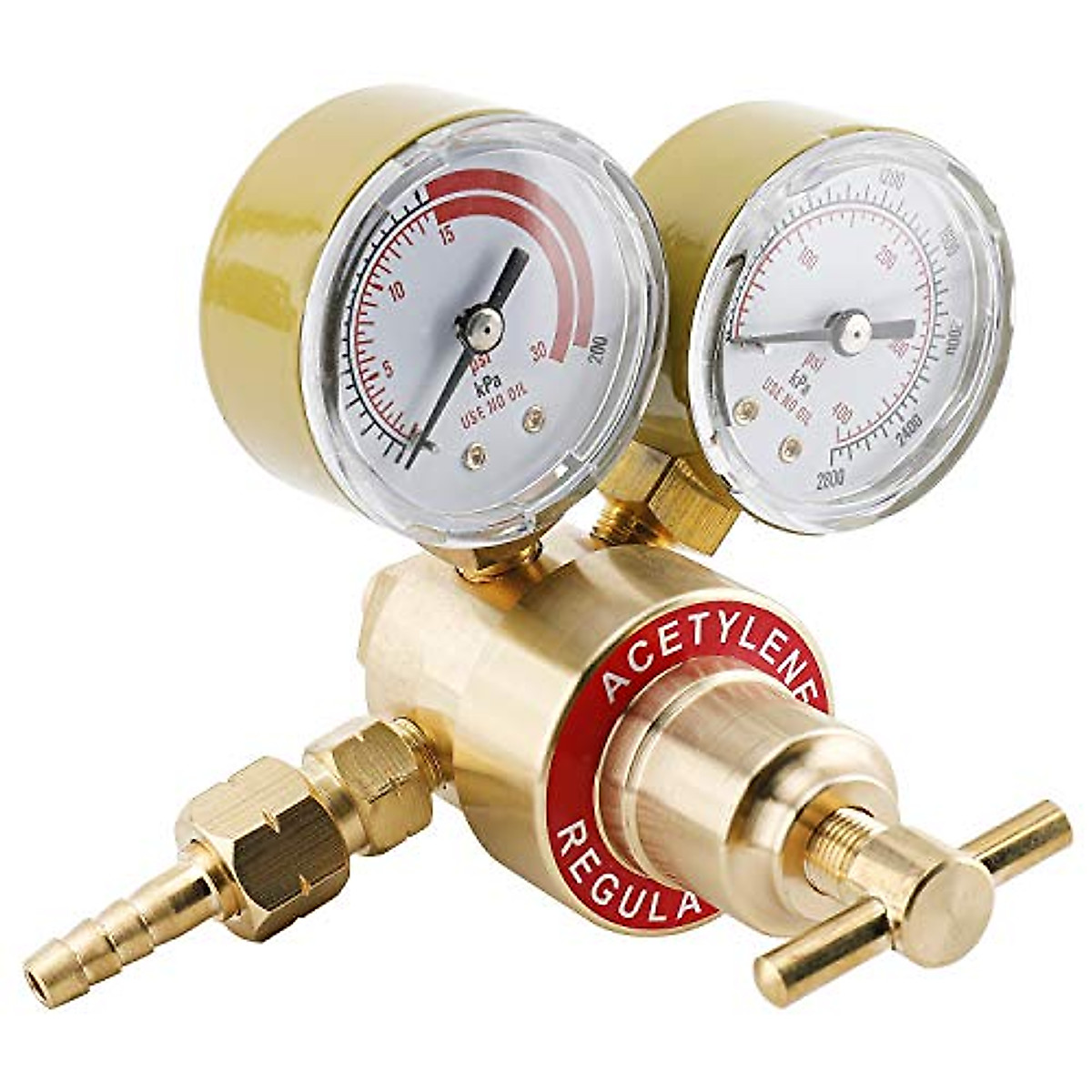 2'' Gauges Welder Acetylene Regulator with Double Gauges for Torch Cutting Kits Inlet 400 PSI CGA 200 Female