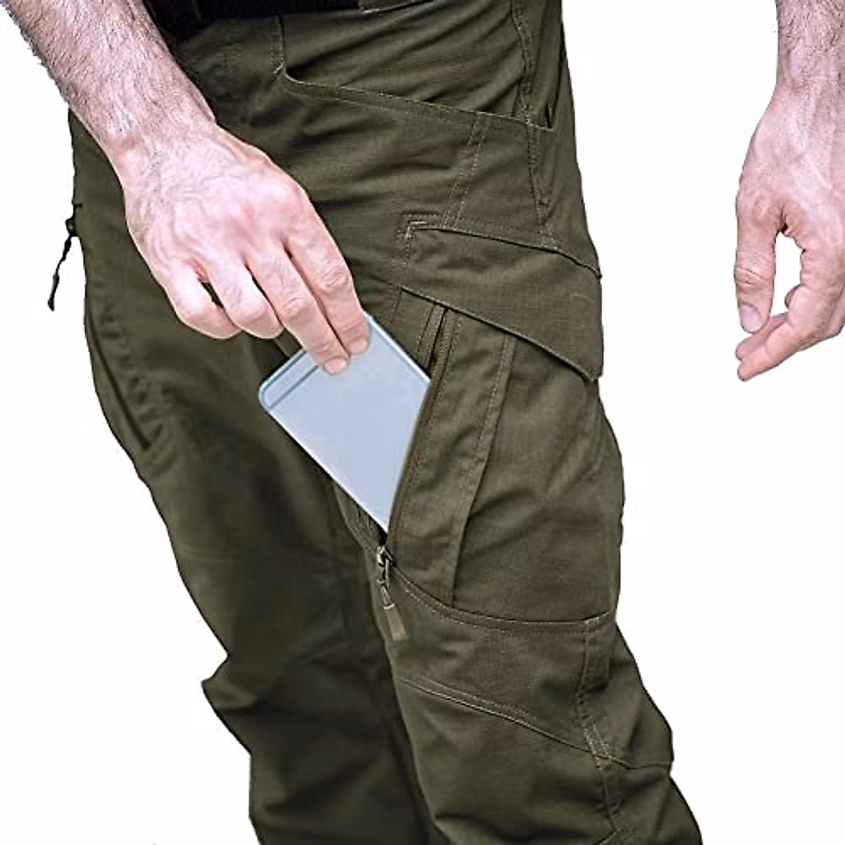 MAGCOMSEN Work Pants Men Lightweight Hiking Pants Mens Waterproof Pants Cargo Pants Tactical Pants for Men Fishing Pants Rain Pants Camping Pants Army Green