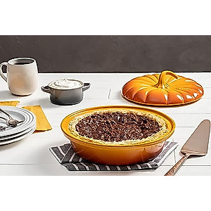 Le Creuset Stoneware Figural Pumpkin Baker with Lid, 9", Persimmon
