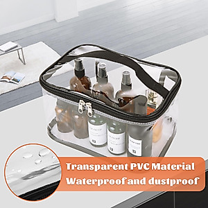 YAYODS 6 Pack Clear Toy Storage Bags with Zipper and Handle, PVC Waterproof Toy Organizer Bags for Board Games, Building Blocks, Small Toys (Black, Orange, 9.5 x 6.7 x 5.5 Inch)