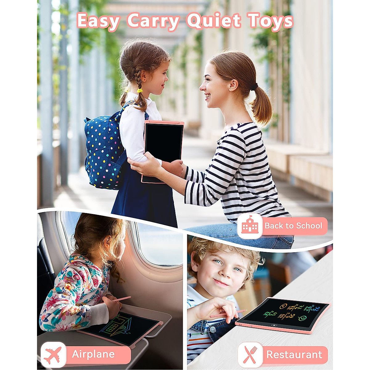 KOKODI Kids Toys 2 Pack LCD Writing Tablet, Colorful Toddler Drawing Pad Doodle Board Erasable, Educational Learning Toys Birthday Gifts for Boys Girls Age 3 4 5 6 7 8 (Blue & Pink)