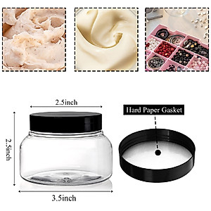 Yarlung 16 Pack 8 Oz Plastic Jars with Lids, Clear Body Scrub Containers Empty Refillable Containers Round Low Profile Samples Jars for Makeup, Body Butter, Creams, Slime, Travel Storage
