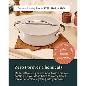 Caraway Rondeau - 6 Qt Non-Stick Pan with Lid - Free From Forever Chemicals - Perfect for Searing, Braising, & Roasting - Marigold