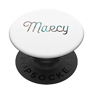 Marcy - White Minimalist Teal Rose Personalized First Name PopSockets PopGrip: Swappable Grip for Phones & Tablets