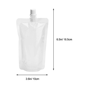 50pcs Plastic Pouch 8.8 Oz Drinks Flasks Disposable Drink Container Take out Beverage Juice Bags Reclosable for Travel Outdoor