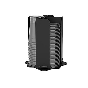Mind Reader Cup and Lid Organizer Carousel, 4 Compartment, Black, 7.75 x 12 x 7.75