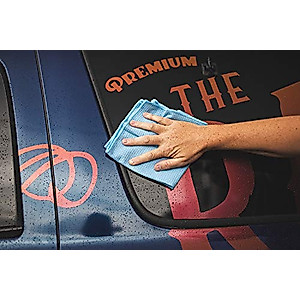 The Rag Company - Dry Me A River - Professional Korean 70/30 Blend Microfiber Waffle-Weave Drying & Detailing Towels, Soft Suede Edges, 390gsm, 16in x 16in, Light Blue (5-Pack)