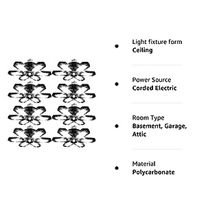 DAJOUJS 8 Pack LED Garage Lights 120W LED Shop Light with 6 Ultra Bright Adjustable Panels Led Lights for Garage Light Deformable Ceiling Lights for Garage Attic Basement E26 E27 Base