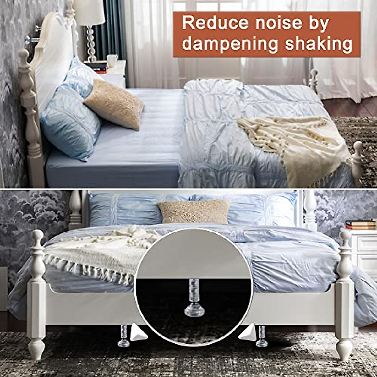 Neatbuddy Headboard Stoppers for Wall, 2023 Newest Transparent Bed Stoppers, Adjustable Threaded Bed Frame Anti-Shake Tool for Bed, 2PCS Headboard Stabilizer, 2.16"-4.92"