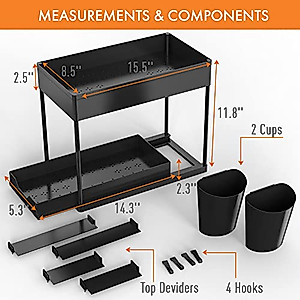 SOLIUM STAR Under sink organizer 2 Pack - Bathroom storage - Kitchen sink organizer - Bathroom cabinet organizer - Under sink organizers and storage - Bathroom sink organizer - Under sink storage