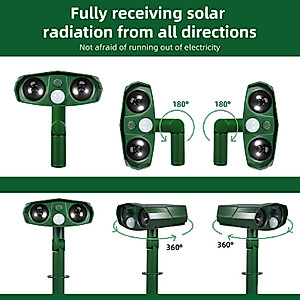 2 Pcs Ultrasonic Cat Repellent Outdoor Solar Animal Repeller for Cat Dog Deer Raccoon Rabbit Skunk Squirrel, Safe Deer Repellent Devices Animal Deterrent with Motion Sensor for Yard Lawn