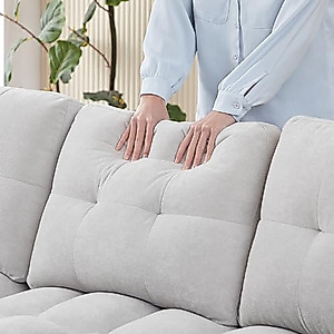 ERYE L-Shaped 3-Seaters Reversible Sleeper Sectional Sofa W/Pull Out Couch Bed and Storage Chaise for Living Room, Chenille Tufted Upholstered Convertible Sofabed with USB and Type-C Charging Ports