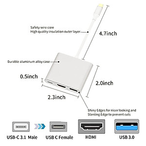 QCEs USB C to HDMI Adapter, USB-C Digital AV Multiport Adapter 4K HDMI Video Output USB 3.0 PD Charging Converter Hub Compatible with Thunderbolt 3/4 iPhone 15 Pro Max, MacBook Pro, iMac