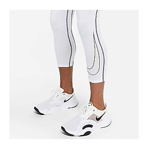 Nike Pro Dri-FIT Men's 3/4 Tights (Regular, White/Black, Medium)