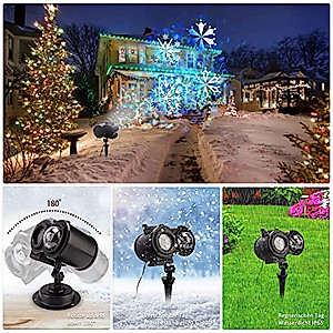 Christmas Halloween Projector Lights, Remote Control 2-in-1 Ocean Water Wave & Rotating Gobos 16 Slides, IP44 Waterproof Indoor Outdoor Lights for Holiday Party Garden Landscape Decorations Puloux