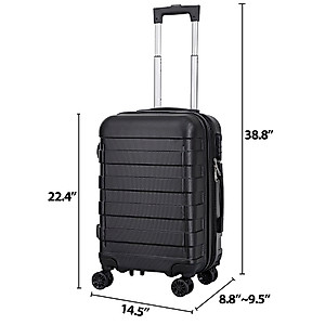 ZenStyle Hardside Expandable Luggage with Spinner Wheels, 21 Inch Carry On Luggage Airline Approved, Lightweight Travel Suitcase with Height Adjustable Handle (Black)