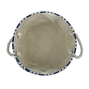 DII Polyester Container with Handles, Ikat Storage Bin, Large Round, French Blue