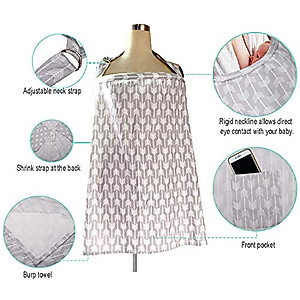 CTYRZCH Nursing Covers for Breastfeeding,Lightweight Breathable Cotton Privacy Breast Feeding Cover with Adjustable Strap (Arrow)