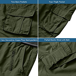 linlon Men's Outdoor Casual Quick Drying Lightweight Hiking Cargo Pants with 8 Pockets,Army Green,38