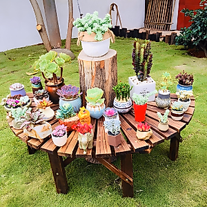 Tree Bench Wrap Around Outdoor Courtyard Bench Wooden Curved Benches Round Park Bench Outdoor Furniture,Solid Wood ​Slatted Seat Fan-Shaped Bench,Garden Tree Bench Backless Bench Patio